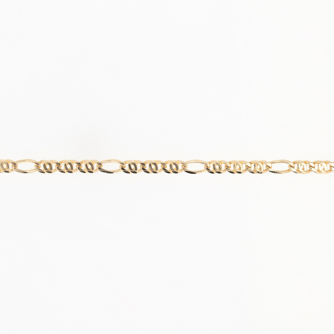 3.3mm Fancy Figarucci Link Chain 7" Bracelet 14k Yellow Gold Italy 4.04 ...