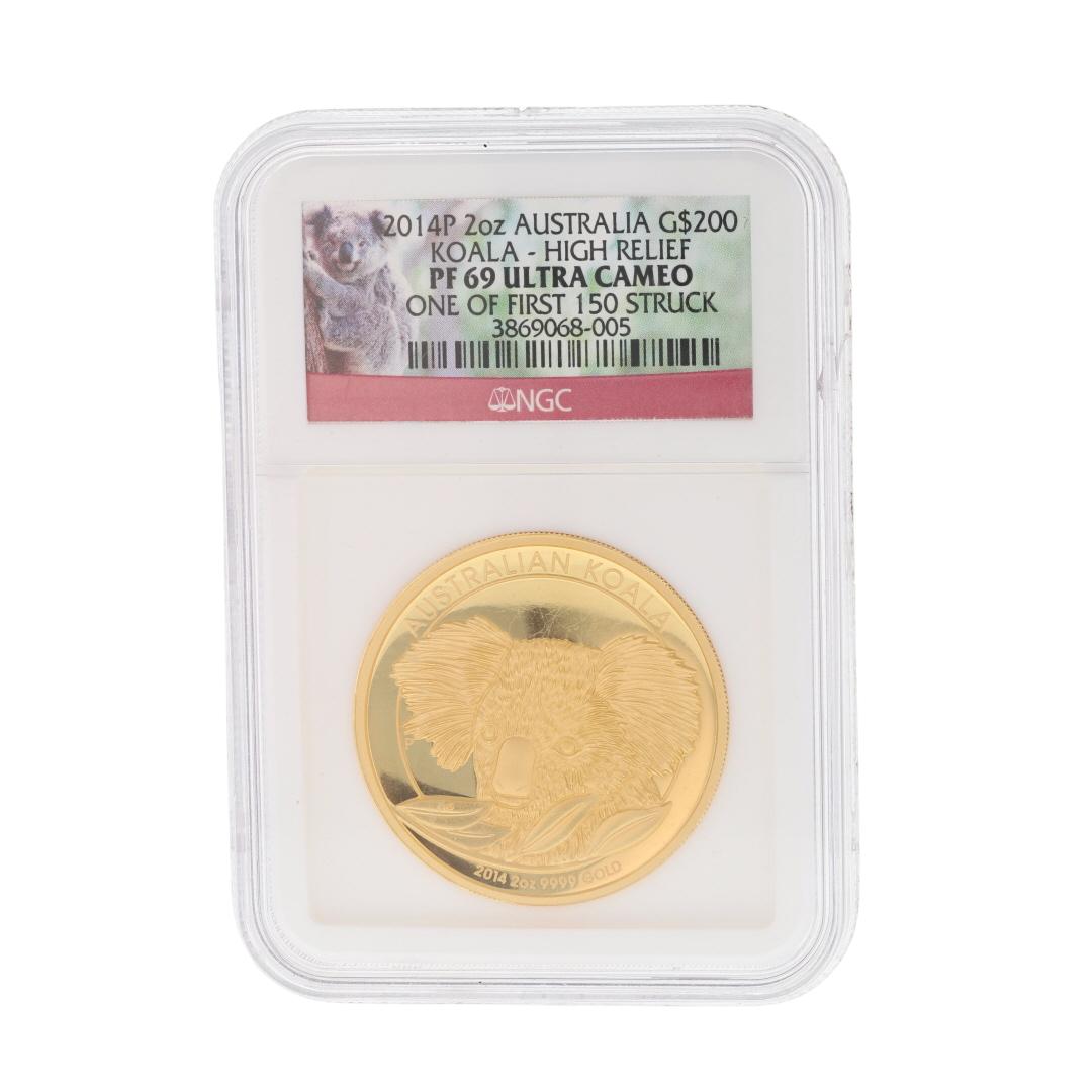 2014P 2 oz Australia G$200 Koala High Relief Gold Coin NGC PF 69 Ultra ...