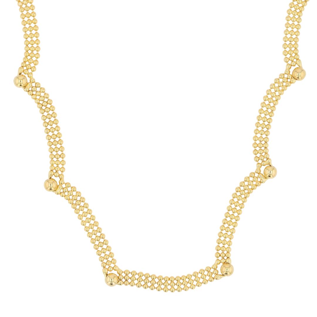 5mm Beaded Link Chain 17" Statement Necklace 14k Yellow Gold Italy 8.55 ...