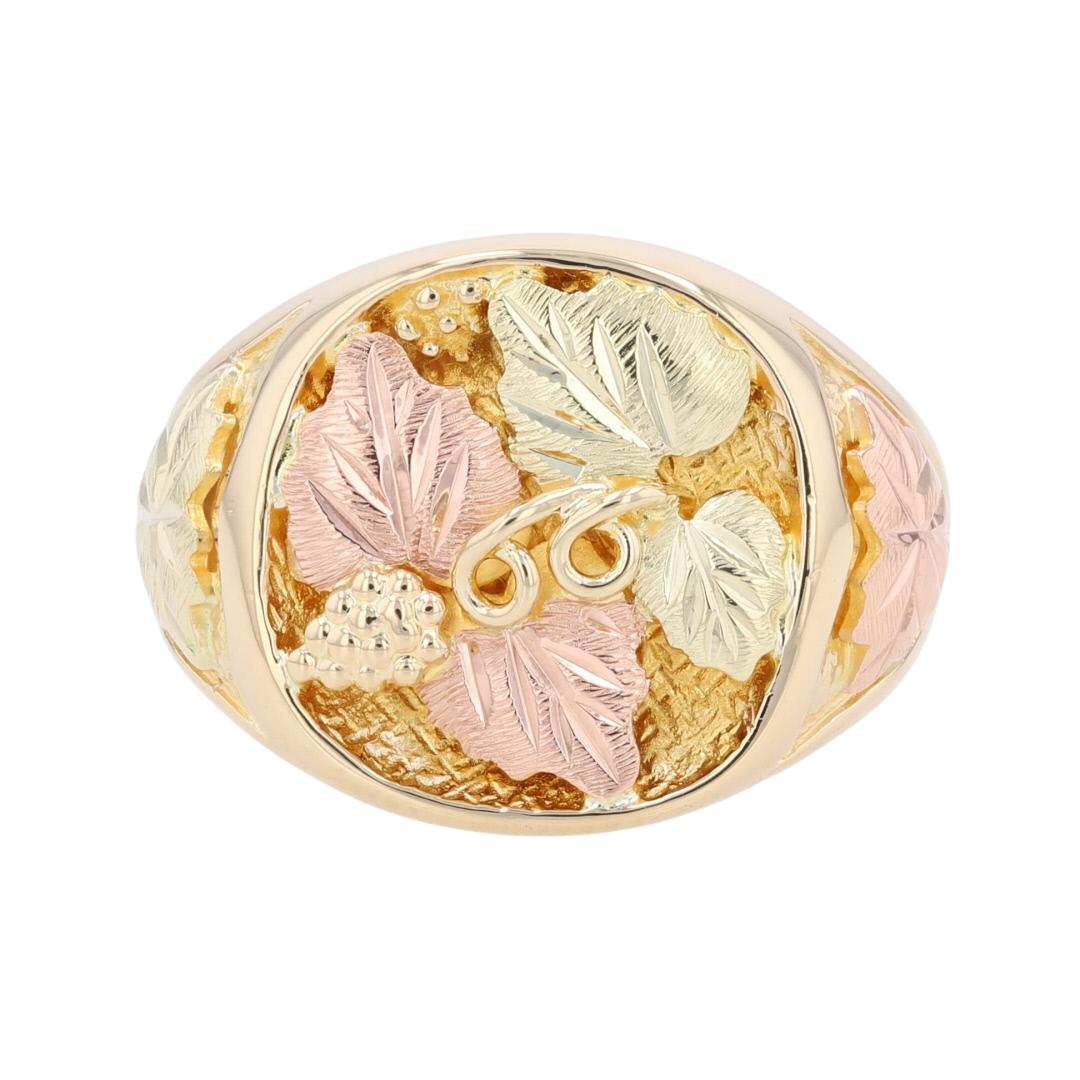 Black Hills Gold 16.5mm Leaves and Grapes Band Ring 10k Multi-Tone Gold ...