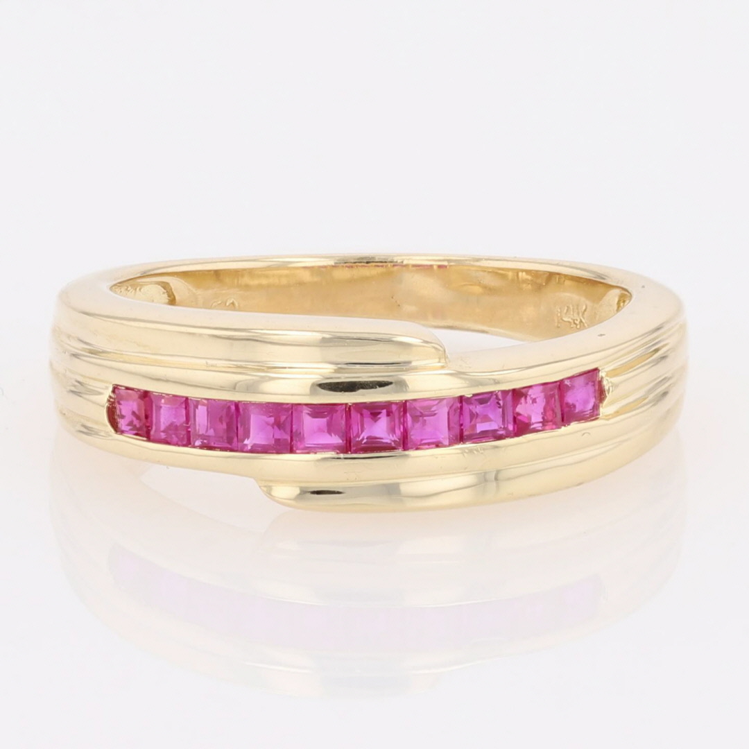 .20ctw Square Cut Ruby Channel-Set Wedding Band Ring 14k Yellow Gold ...
