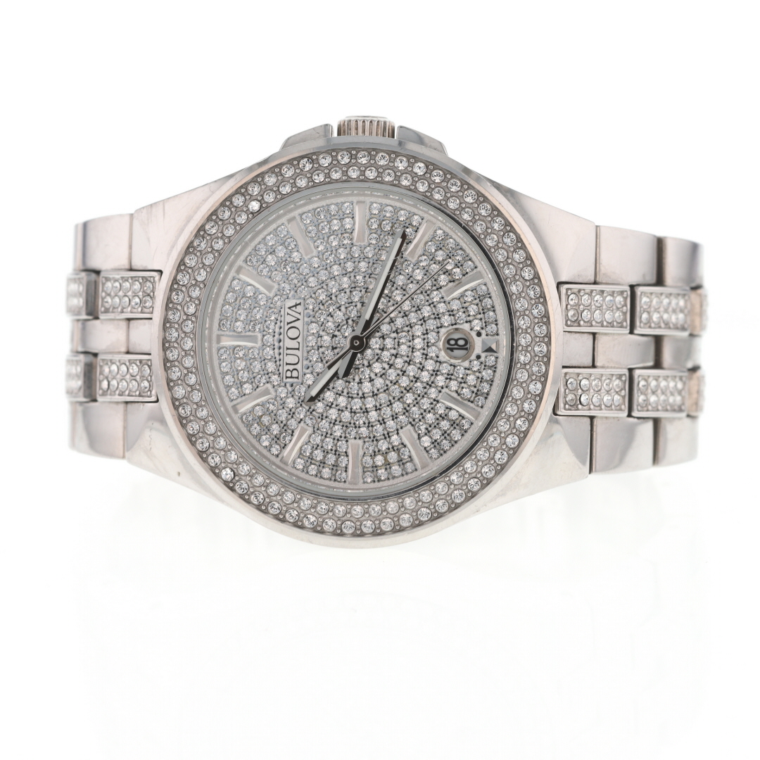 Bulova Crystal Pavé 42mm Silver Dial Quartz Stainless Steel Men's ...