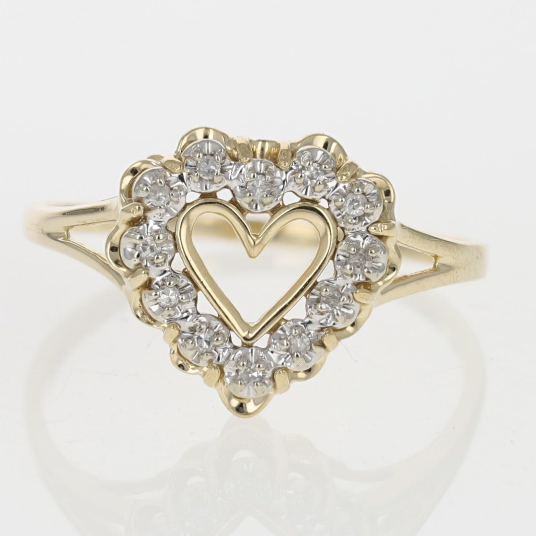 .06ctw Round Cut Diamond Heart Shaped Ring 14k Multi-Tone Gold Size 9.5