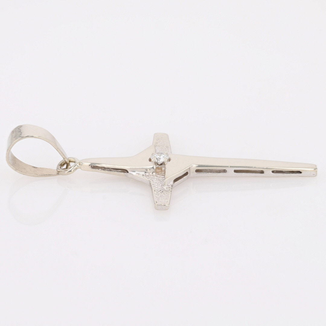 .10ct Round Diamond Religious Cross Pendant w/o Chain 14k White Gold 3. ...