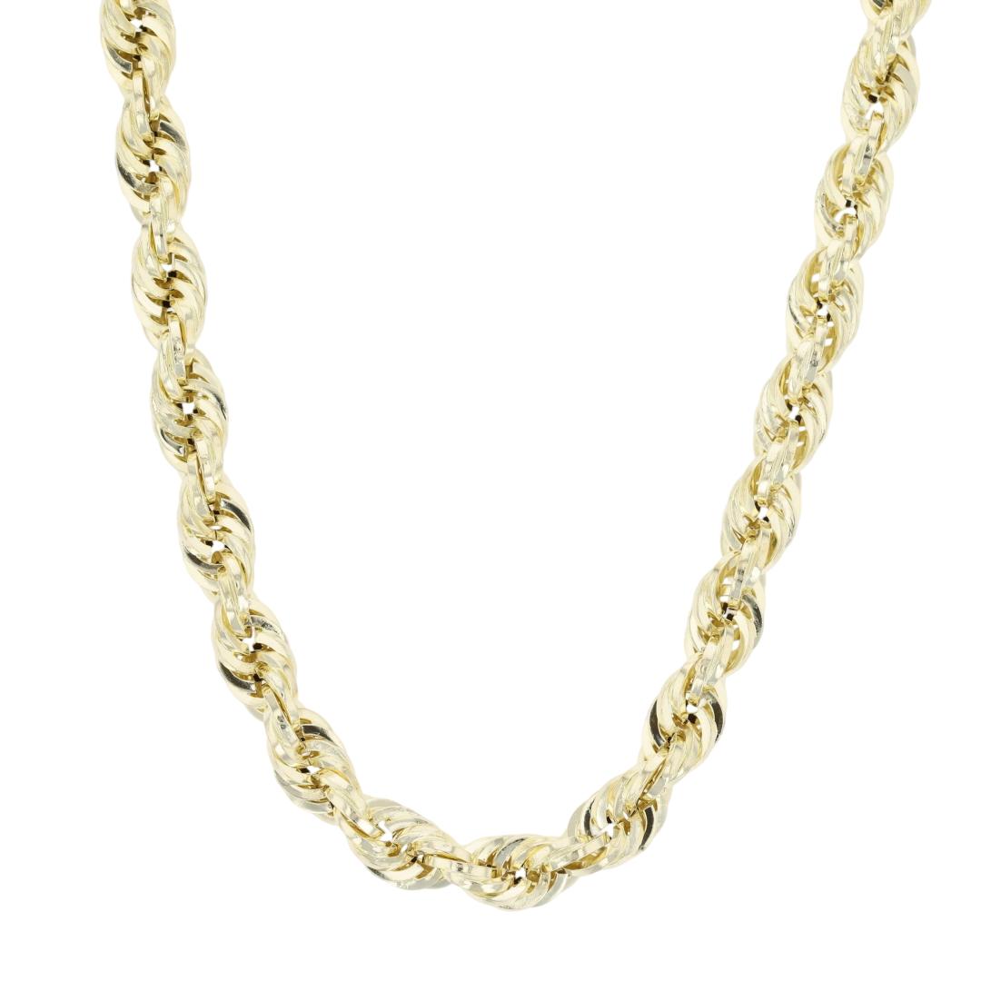 4.4mm Hollow Rope Link Chain 24.25" Necklace 14k Yellow Gold Peru 14.01 ...