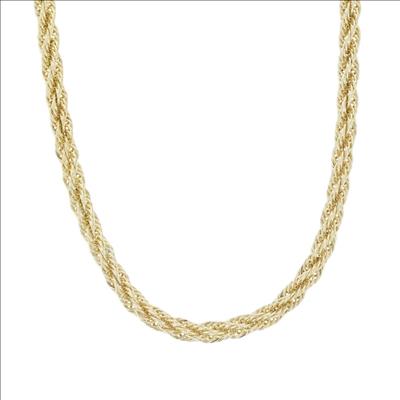 3.8mm Hollow Rope Link Chain 20" Necklace 14k Yellow Gold Peru 7.34 Grams