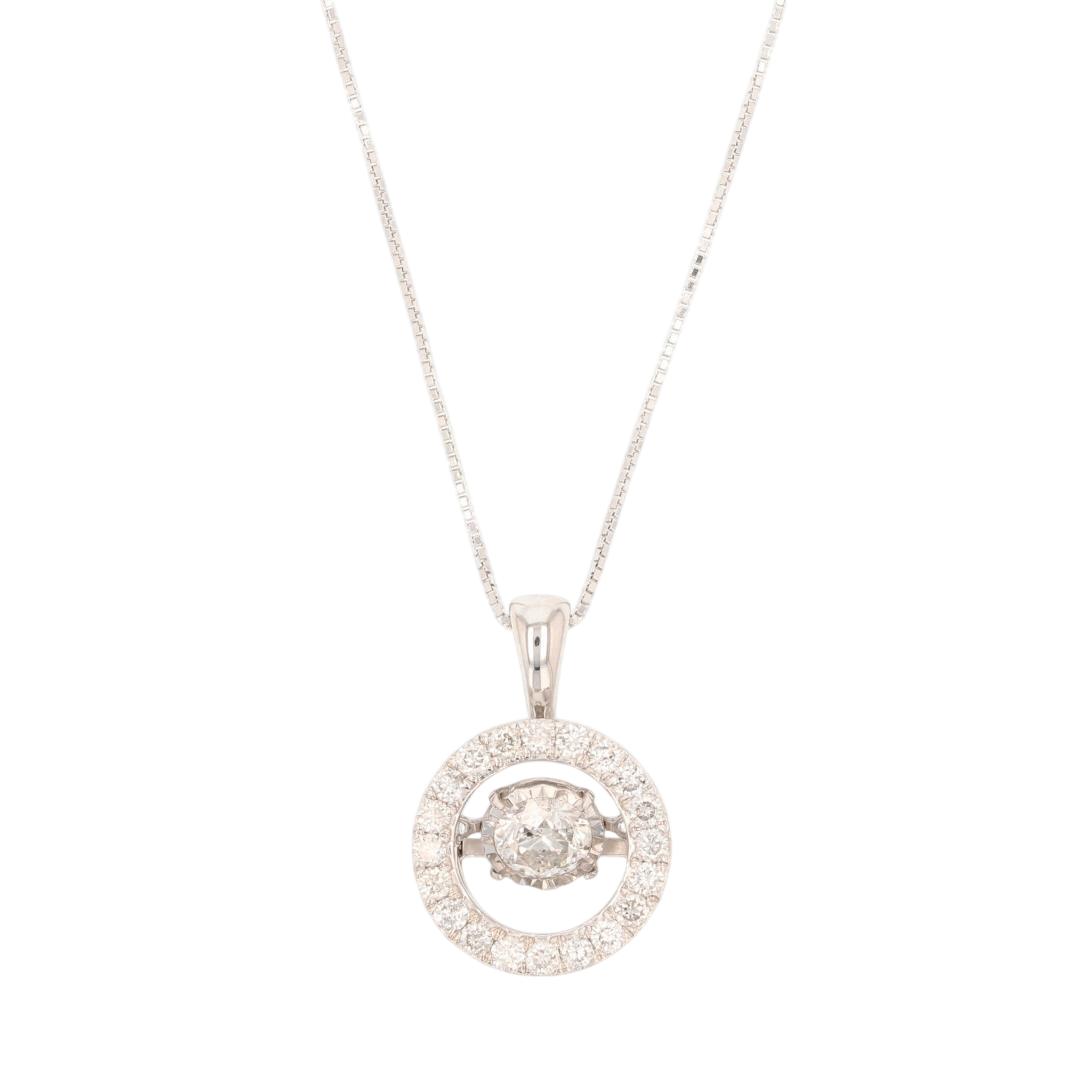.65ctw Round Cut Diamond in Motion Halo Pendant on 18" Necklace 14k ...