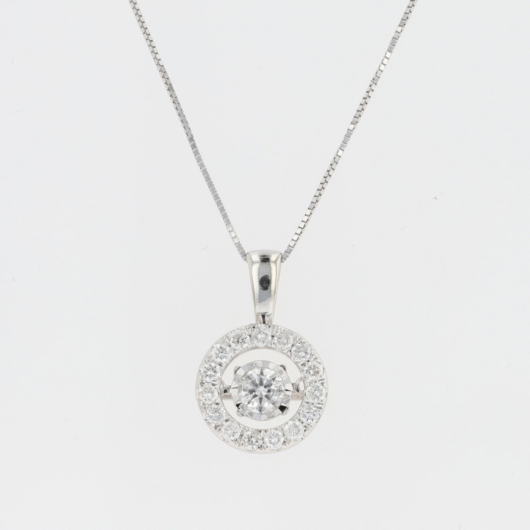 .45ctw Round Diamond In Motion Halo Pendant on 16.5" Necklace 14k White ...