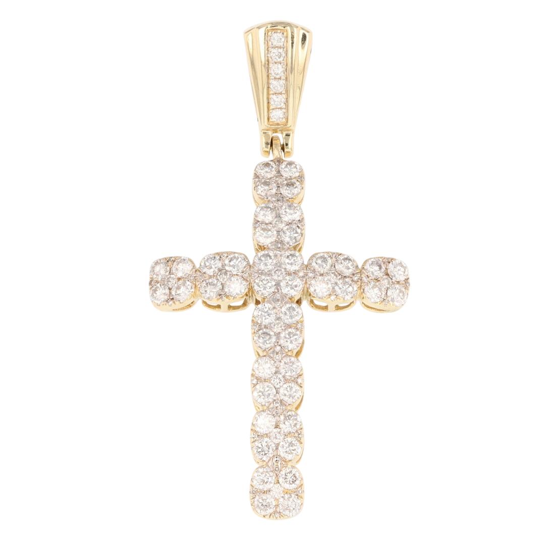 3.00ctw Diamond Cluster Religious Cross Shaped Pendant No Chain 14k ...