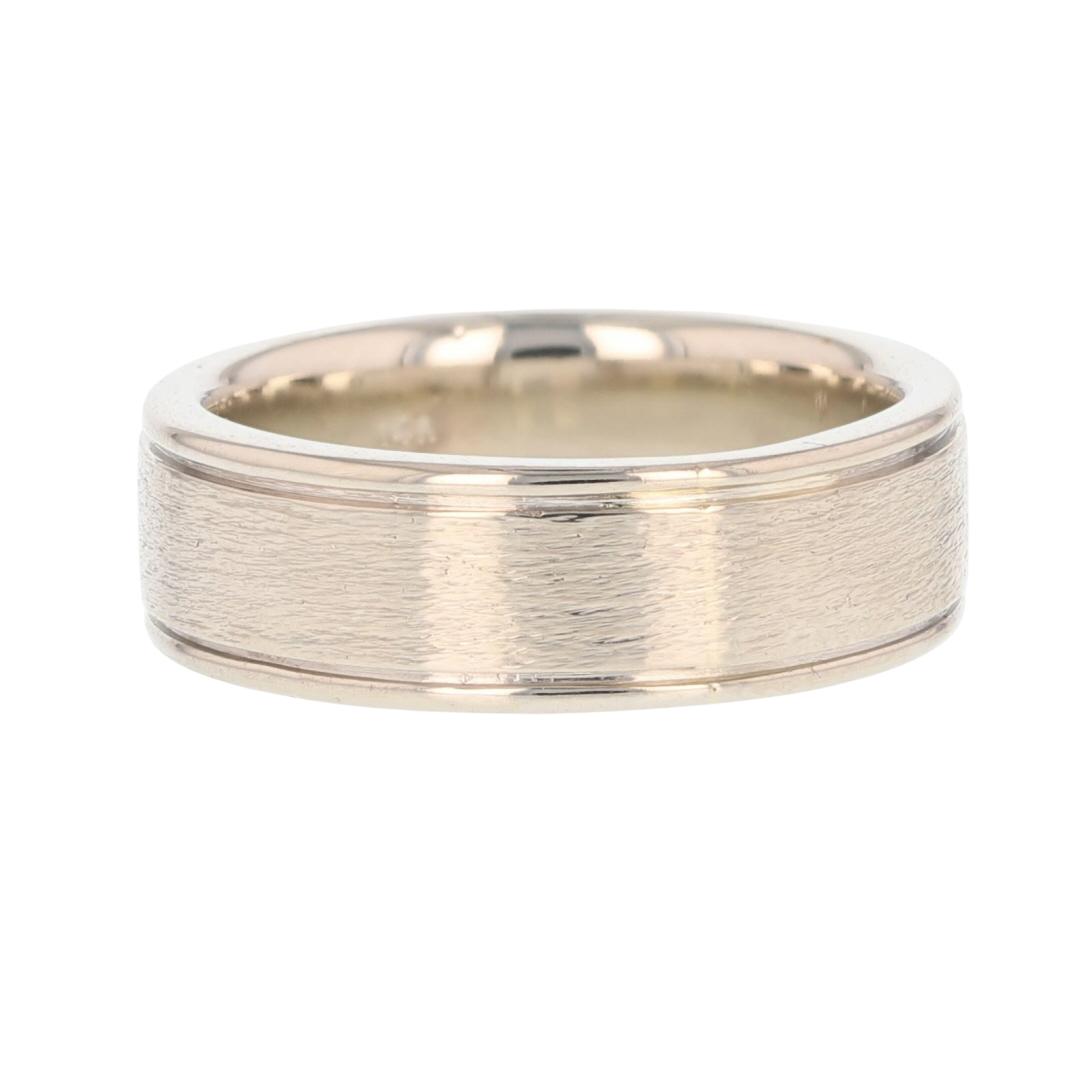 6.6mm Brushed Inlay Wedding Band Ring 14k White Gold 9.13 Grams Size 7