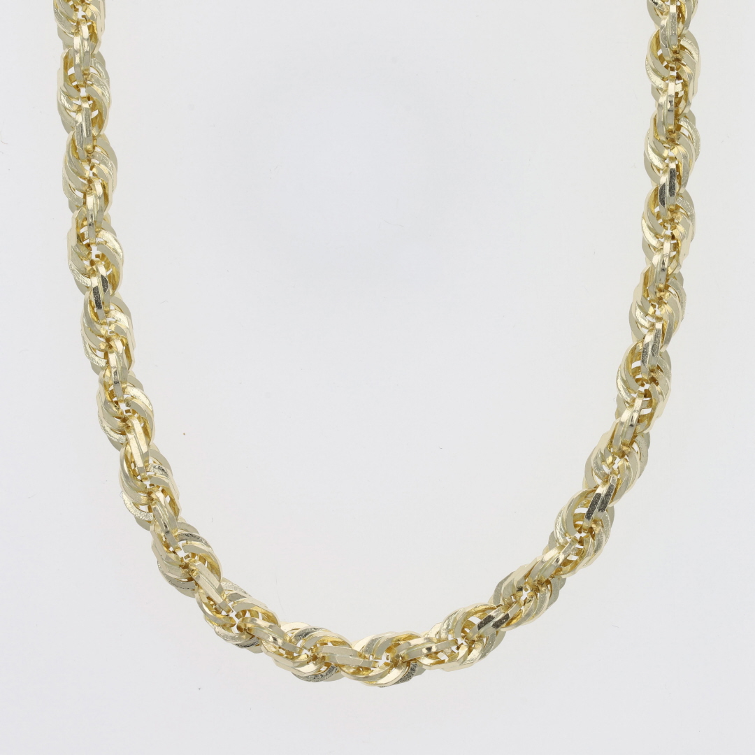 3.9mm Rope Link Chain 30.25" Necklace 10k Yellow Gold Peru 32.18 Grams