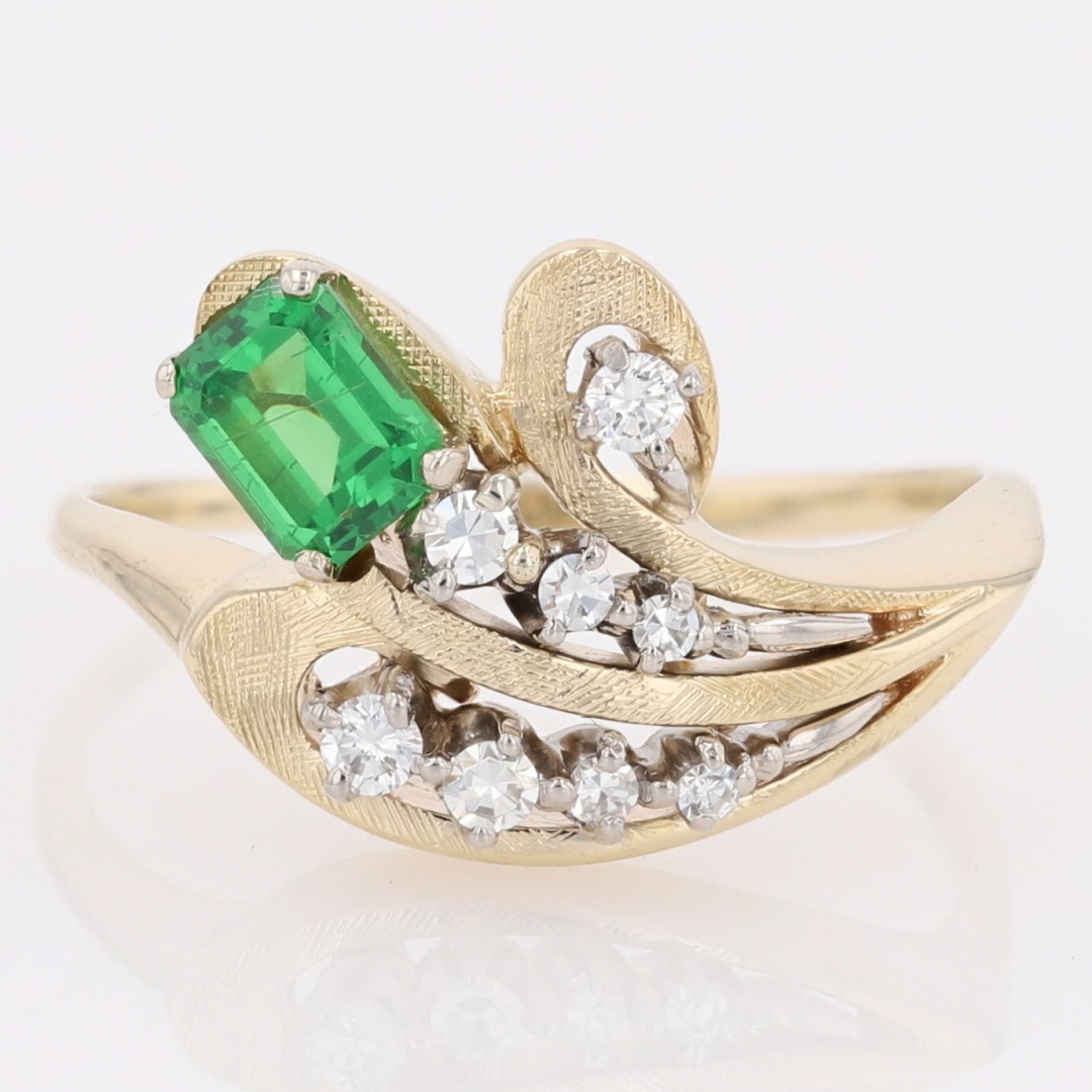 GIA .82ctw Tsavorite with Diamond Accents Ring 14k Multi-Tone Gold Size ...