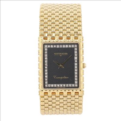 Wittnauer Cosmopolitan Black Dial Quartz Diamond Stainless Steel Men's ...