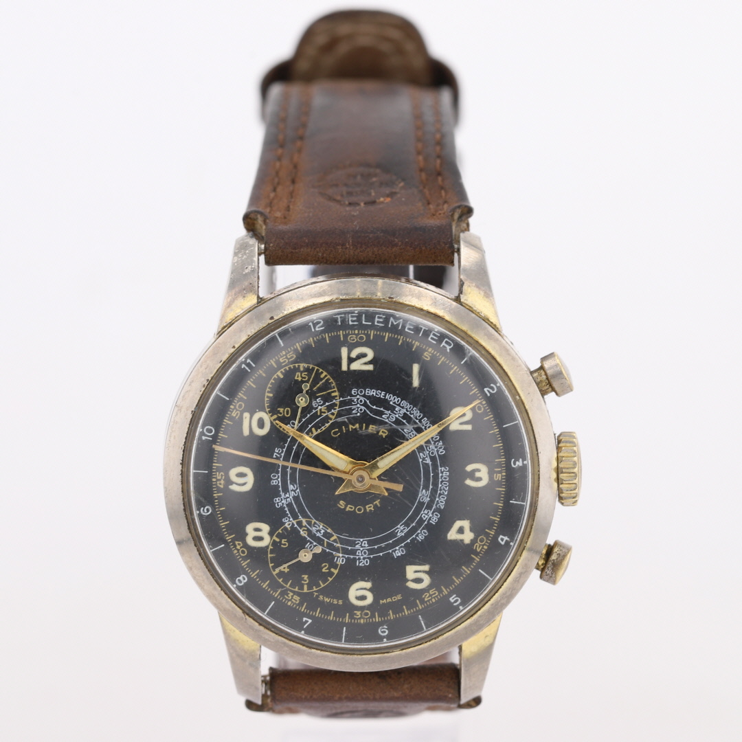 Cimier Sport Black Dial Wind Up Chronograph Stainless Steel Men's ...