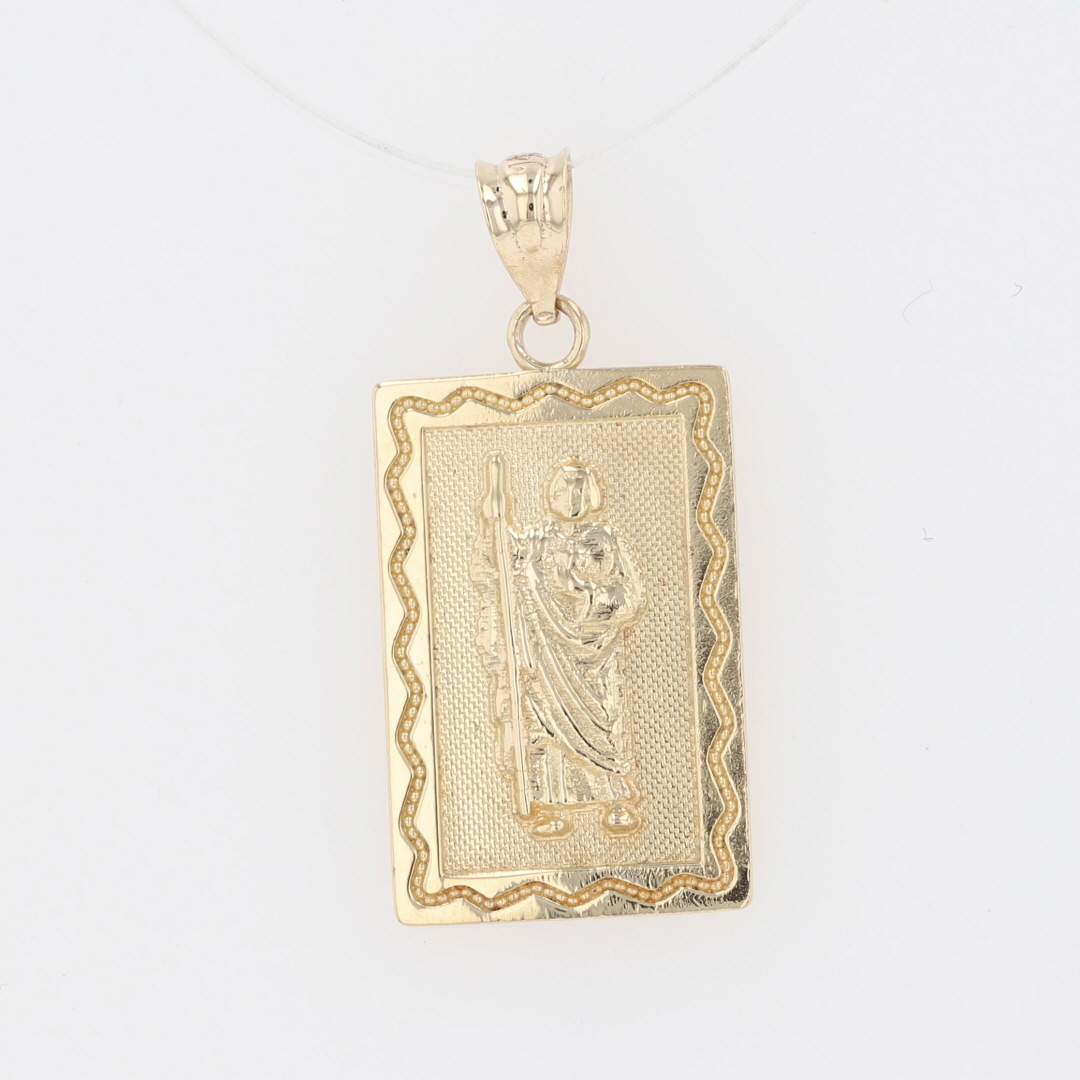 1.25" Religious Rectangle Pendant without Chain 14k Yellow Gold 2.64 Grams