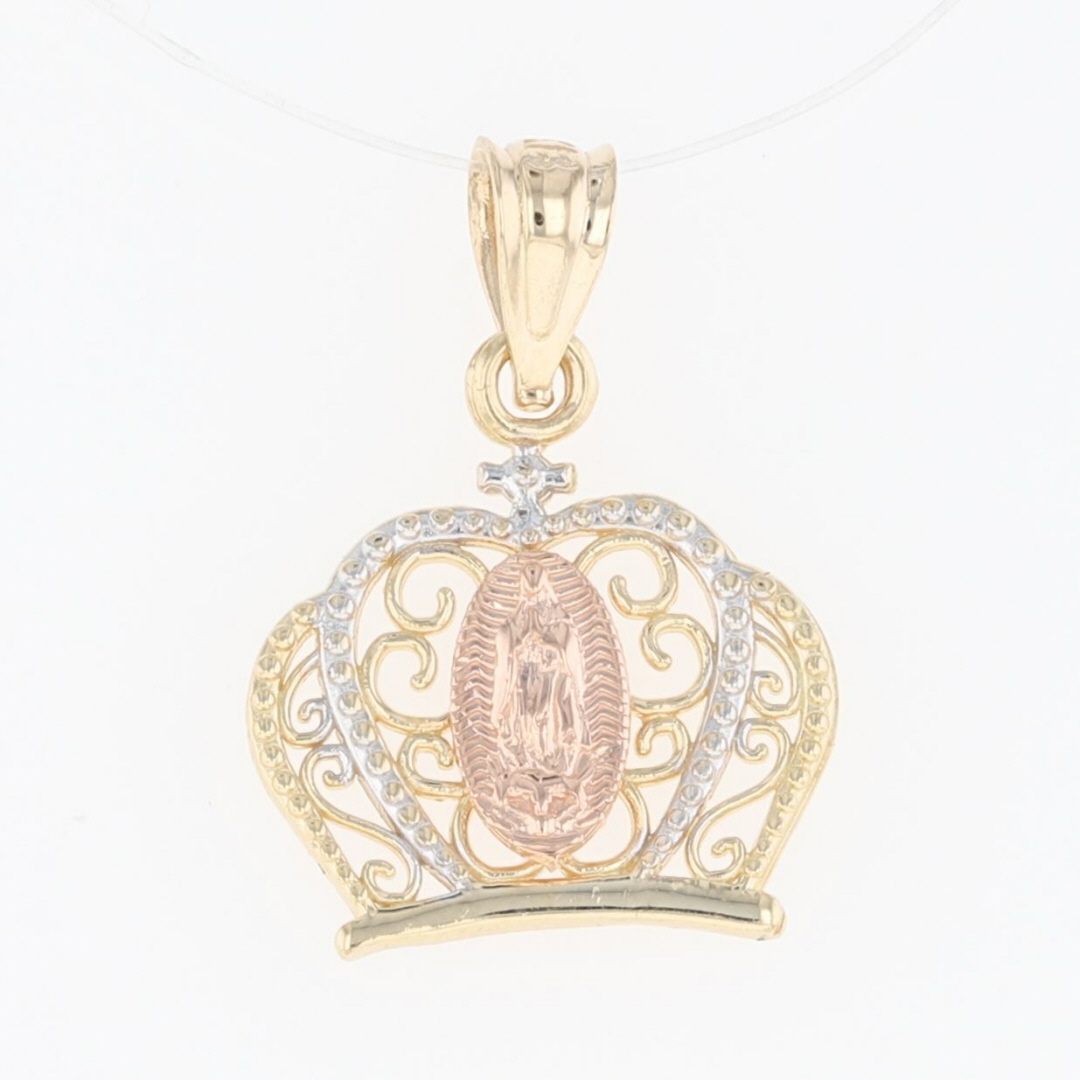 7/8" Religious Filigree Crown Pendant No Chain 14k Multi-Tone Gold 1.24 ...