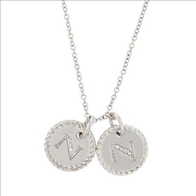 David Yurman .04ctw Diamond Initial "N" Charms on 18" Necklace 18k ...