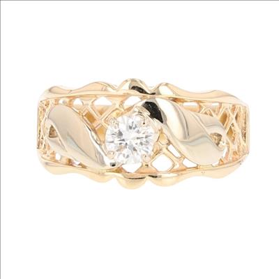 .33ct Diamond Solitaire Mesh Openwork Engagement Ring 10k Multi-Tone ...
