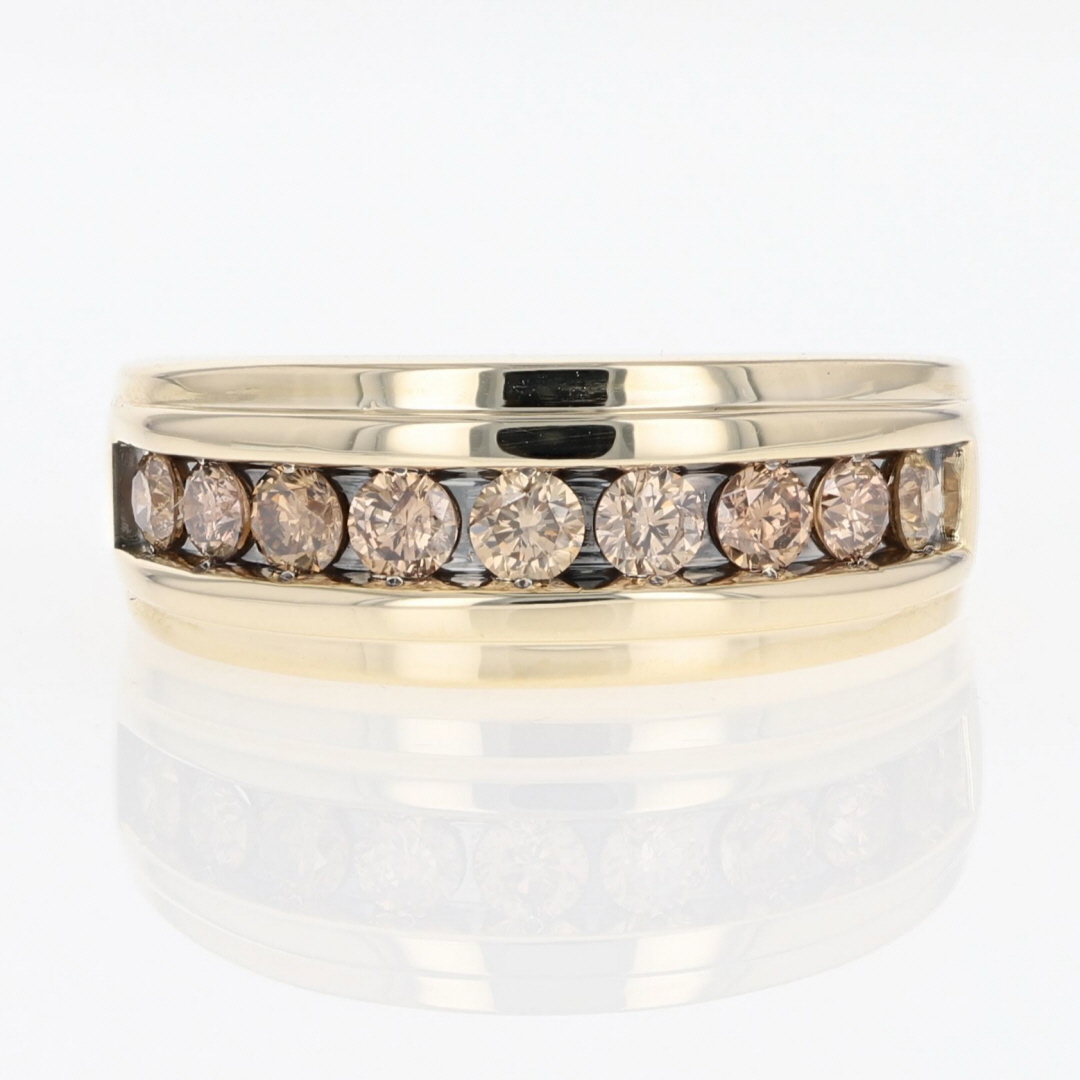 .73ctw Round Brown Diamond Channel-Set Wedding Band Ring 10k Yellow ...