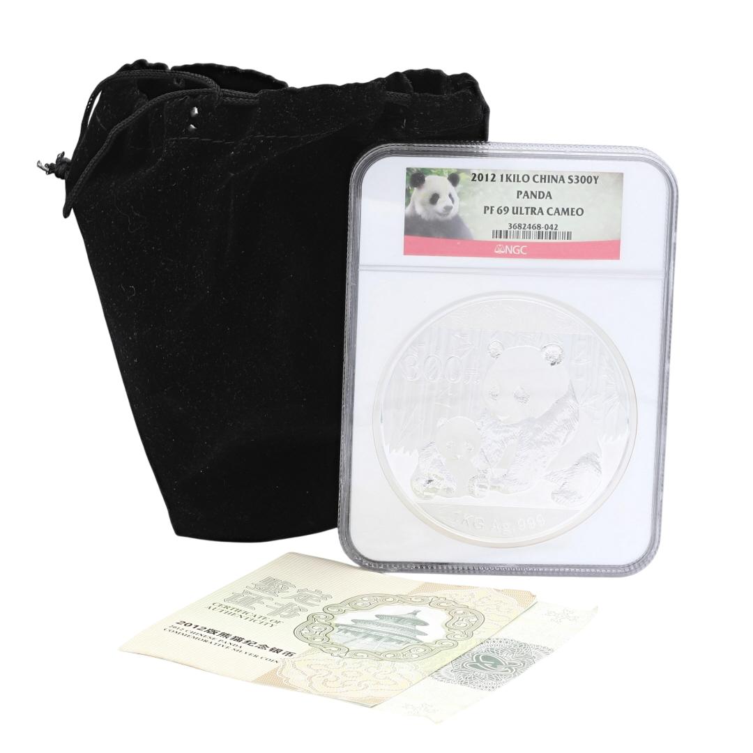 2012 1 Kilo Chinese Panda Commemorative Silver Coin S300Y NGC PF69 ...