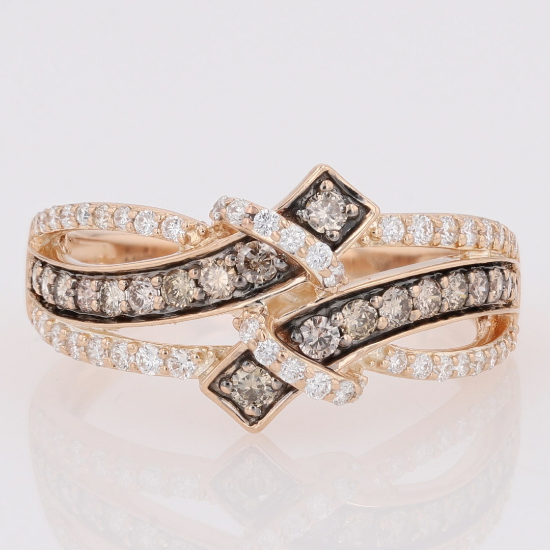 Le Vian .75ctw Round Cut Diamond Split Shank Statement Ring 14k Rose ...