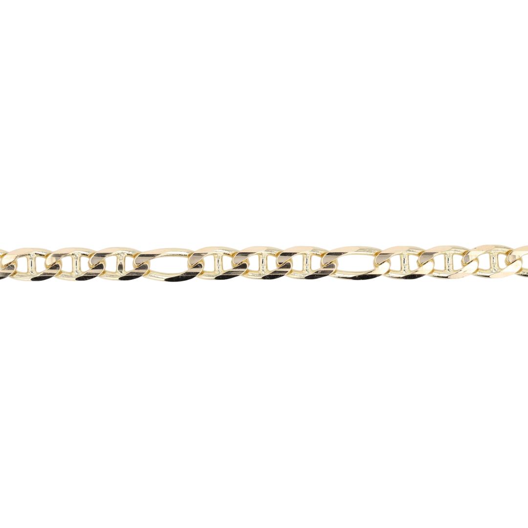 4.5mm Figarucci Link Chain 7.5" Bracelet 14k Yellow Gold Israel 6.99 Grams