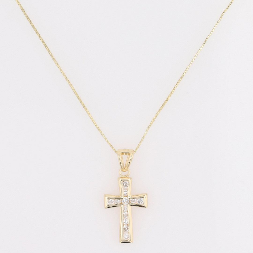 .18ctw Round Diamond Religious Cross Pendant on 18.75" Necklace 14k ...