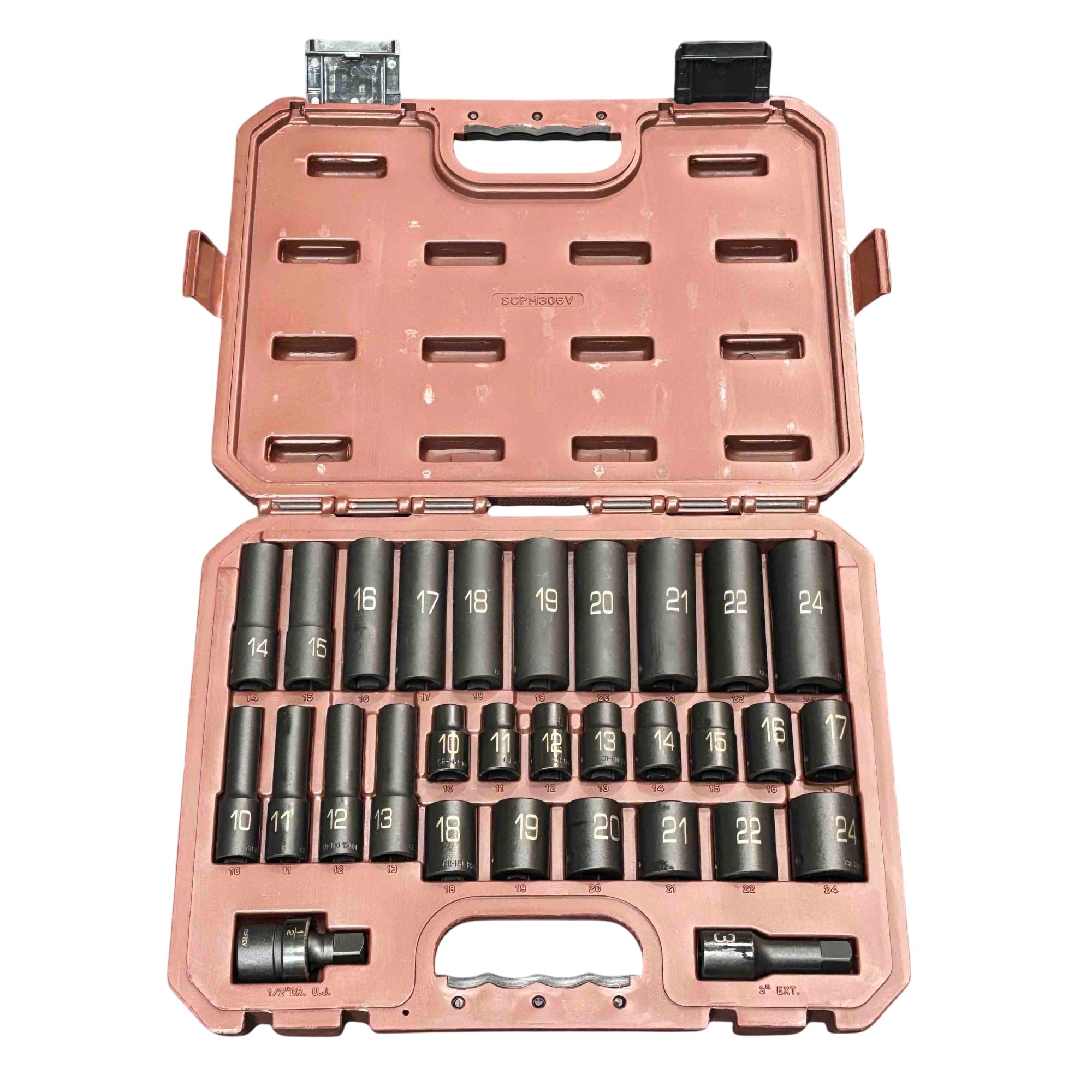 Matco Tools SCPM306V 30-Piece 1/2" Drive Metric 6-Point Deep Impact ...