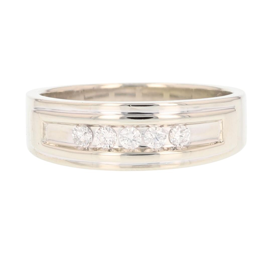 .25ctw Round Cut Diamond Channel-Set Wedding Band Ring 10k White Gold ...