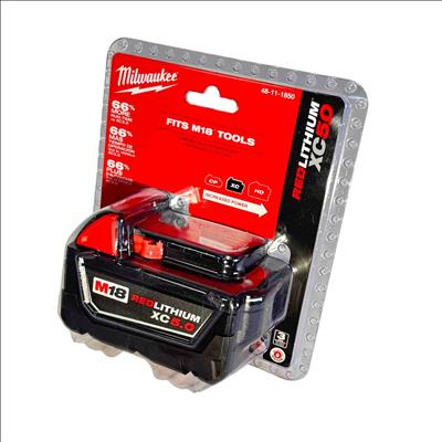 Milwaukee 48-11-1850 M18 REDLITHIUM 18V Lithium-ion XC5.0 5Ah Battery ...