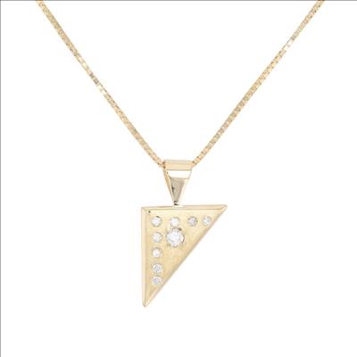 .21ctw Round Diamond Triangle Pendant on 20" Necklace 14k Yellow Gold 6 ...