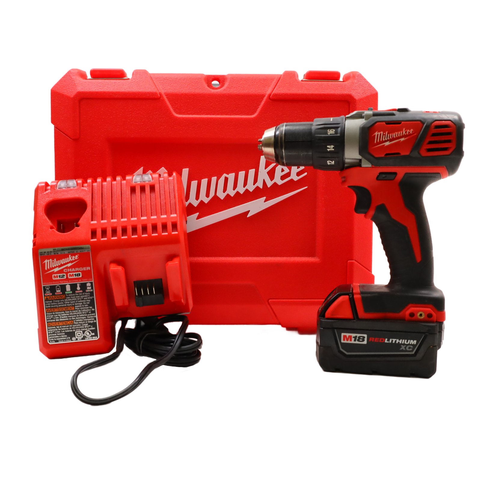 Milwaukee 2606-22CX M18 18V Lithium-Ion Cordless 1/2" Drill Driver Kit ...