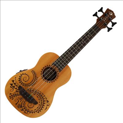 Luna UKE BASS TAT 4-String Baritone Bass Ukulele - Tattoo