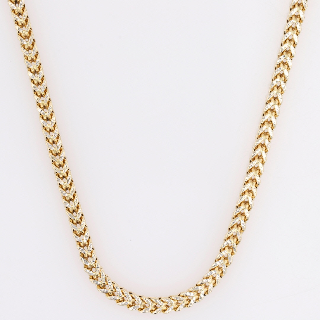 3.5mm Textured Foxtail Chain 21.25" Necklace 10k Multi-Tone Gold 12.75 ...