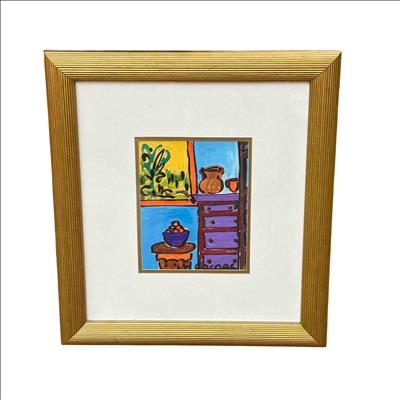 A. E. Barnes Still Life Room Scene Framed Canvas Painting LOCAL PICKUP