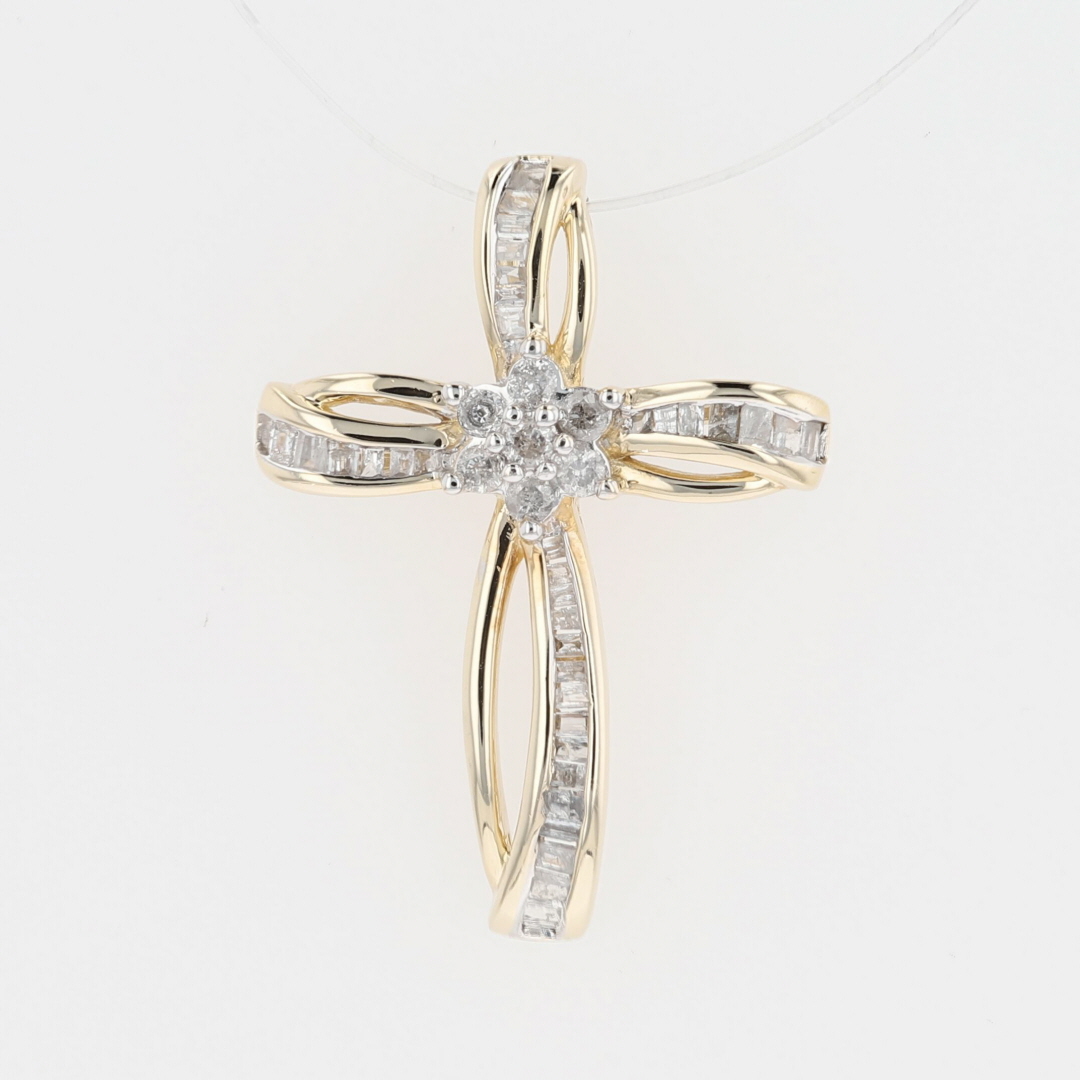.37ctw Round and Baguette Diamond Cross Pendant without Chain 10k ...