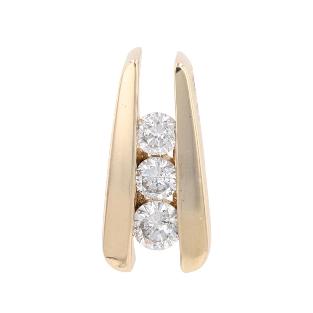 .52ctw Round Cut Diamond Channel-Set Pendant no Chain 14k Yellow Gold 2 ...