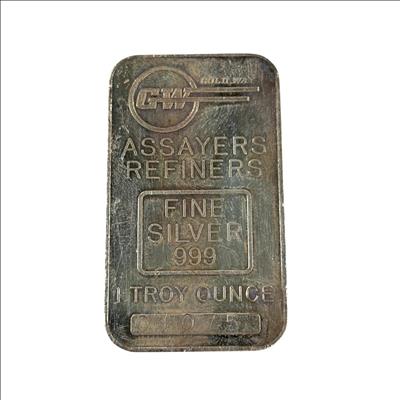 Gold Way (GW) Assayers Refiners 1 Troy Ounce .999 Fine Silver Bar