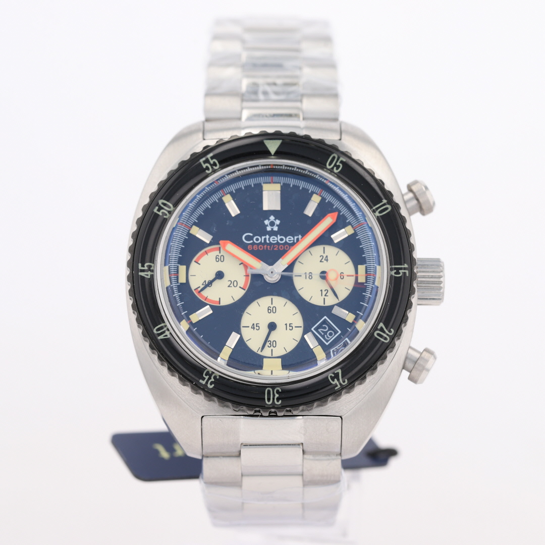 Cortebert Clipper 42mm Harvest Blue Dial Quartz Stainless Steel Men's Watch