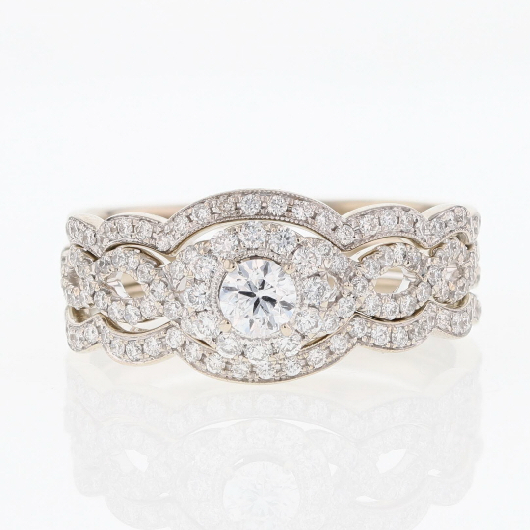 Neil Lane 1.45ctw Round Diamond Halo Wedding Set Rings 14k White Gold ...