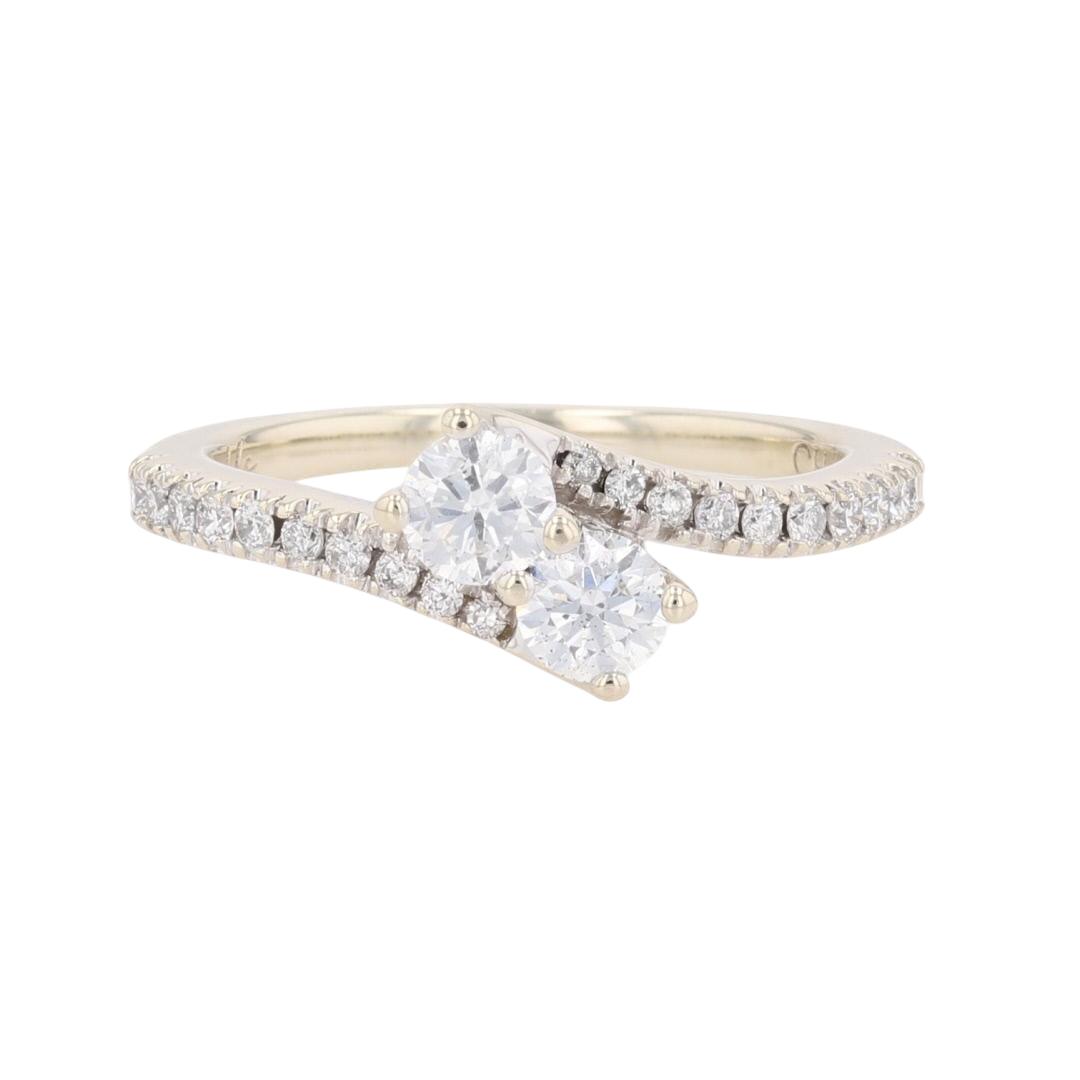 Ever Us .68ctw Round Diamond Two-Stone Engagement Ring 14k White Gold ...