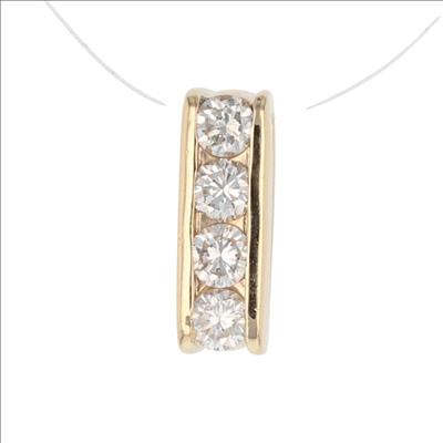 .75ctw Round Diamond Channel-Set Pendant w/o Chain 14k Yellow Gold 3.13 ...