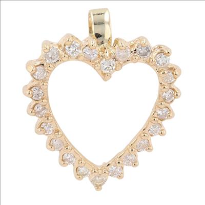 1.06ctw Round Cut Diamond Heart Pendant without Chain 14k Yellow Gold 4 ...