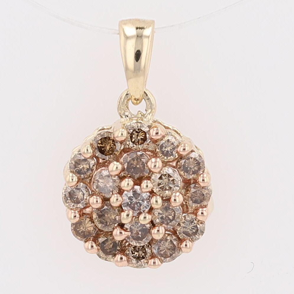 .38ctw Round Cut Diamond Cluster Pendant without Chain 10k Yellow Gold