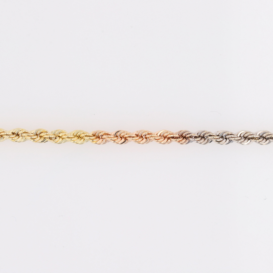 Mio Chain 3.2mm Rope Link Chain 8.25" Bracelet 14k Multi-Tone Gold 2.79 ...