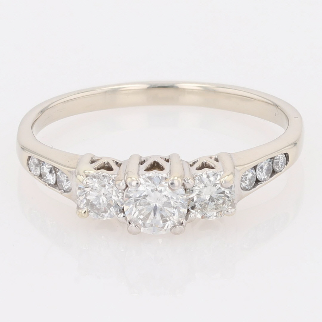 Past Present Future .84ctw Round Diamond Engagement Ring 14k White Gold ...