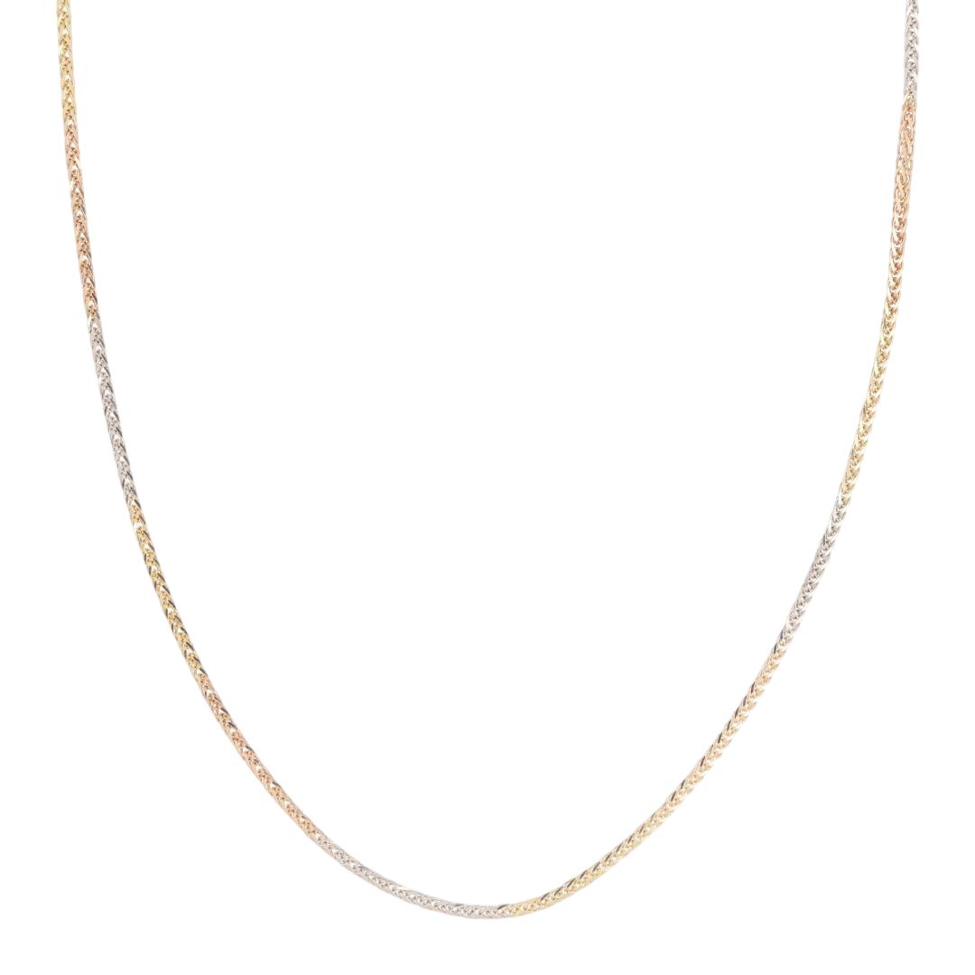 1.0mm Foxtail Link Chain 16" Necklace 14k Multi-Tone Gold Italy 2.10 Grams