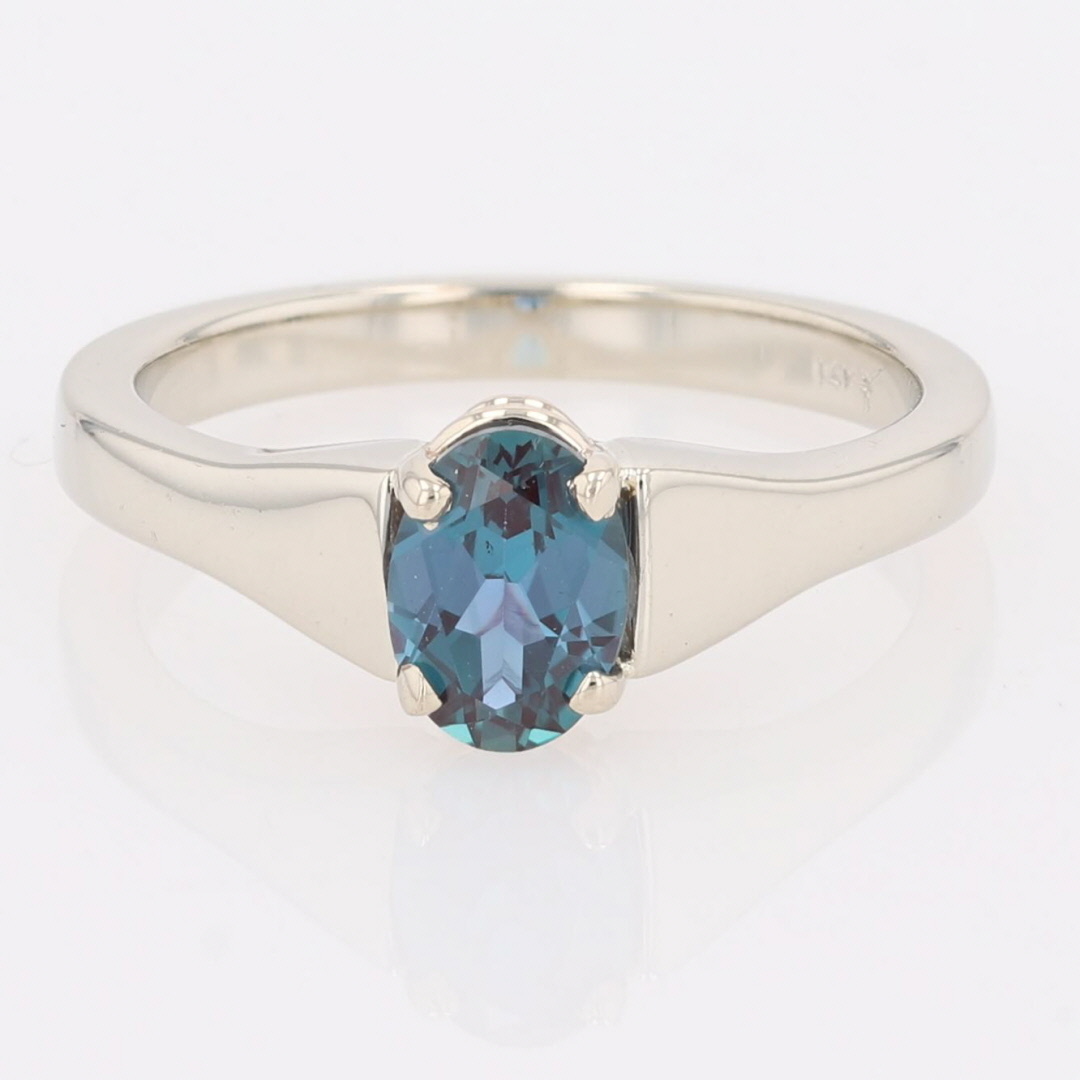 .86ct Lab-Created Alexandrite Solitaire Statement Ring 14k White Gold ...