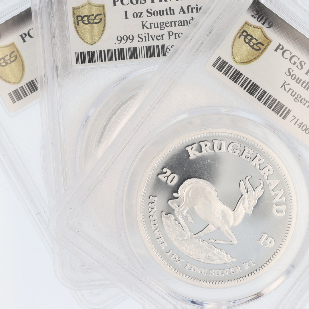 2018 and 2019 1 Rand South Africa Krugerrand Silver Coin PCGS PR70DCAM ...