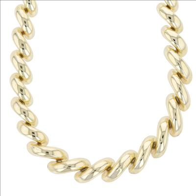 8.7mm Graduated San Marco Link Chain 17" Necklace 14k Yellow Gold 32.31 ...